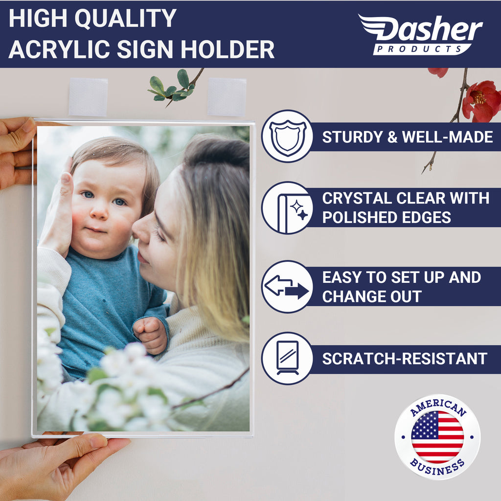 Acrylic Sign Holder with Hook and Loop Adhesive, 8.5 x 11 inches - Por ...