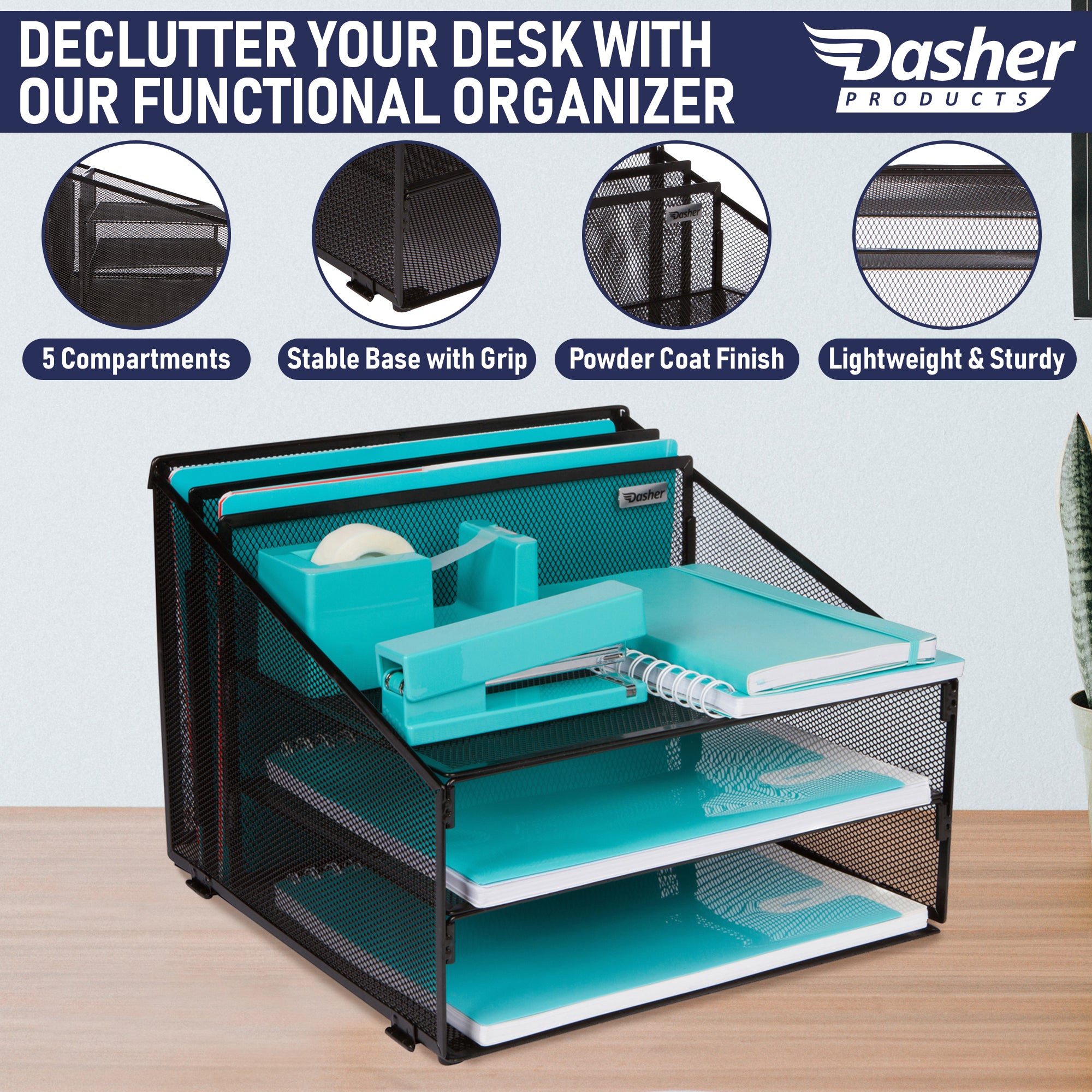 Rose Gold Office Supplies Desk Mail Organizer, File Holder Letter ...