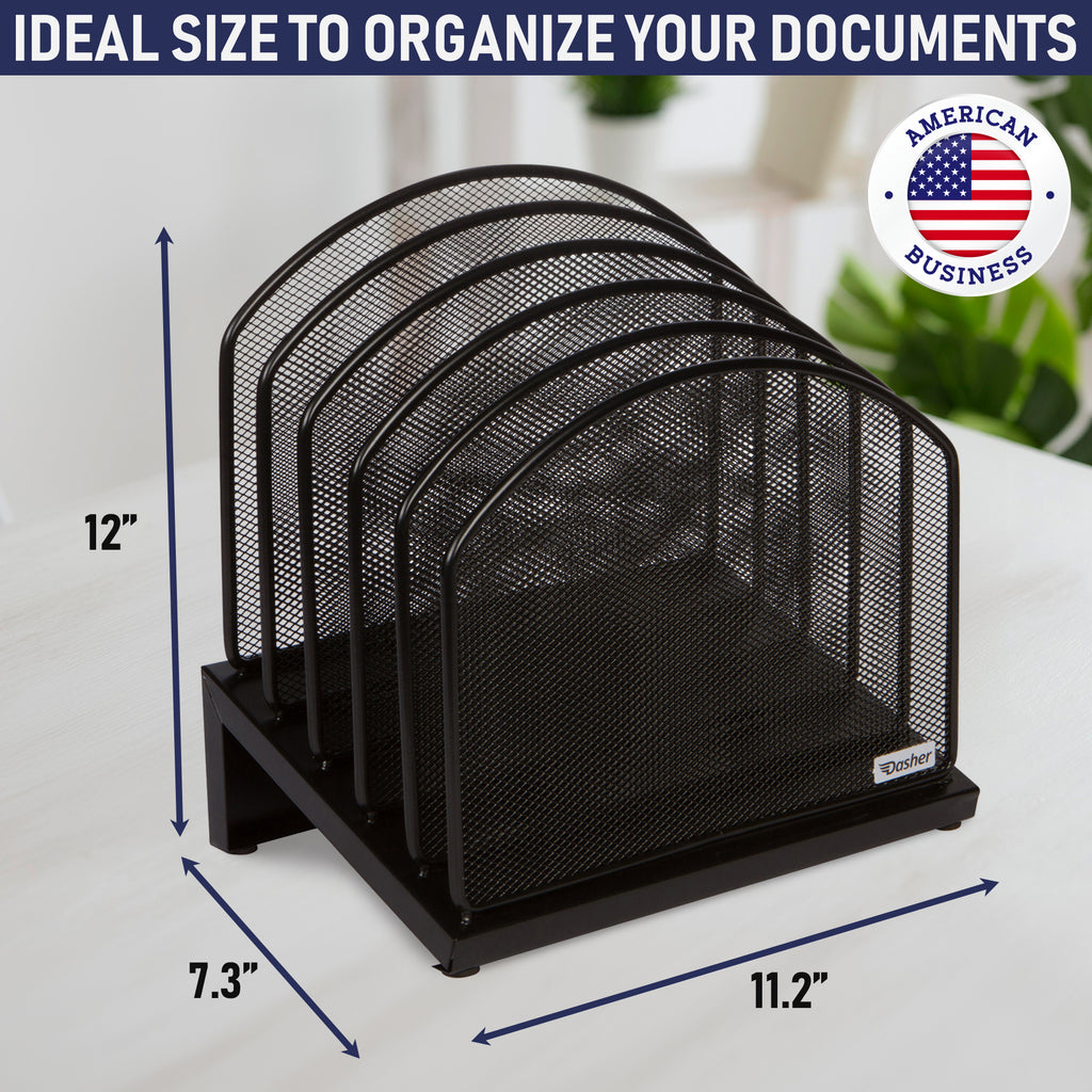Inclined File Sorter Desk Organizer - File Rack with 5 Upright Section ...