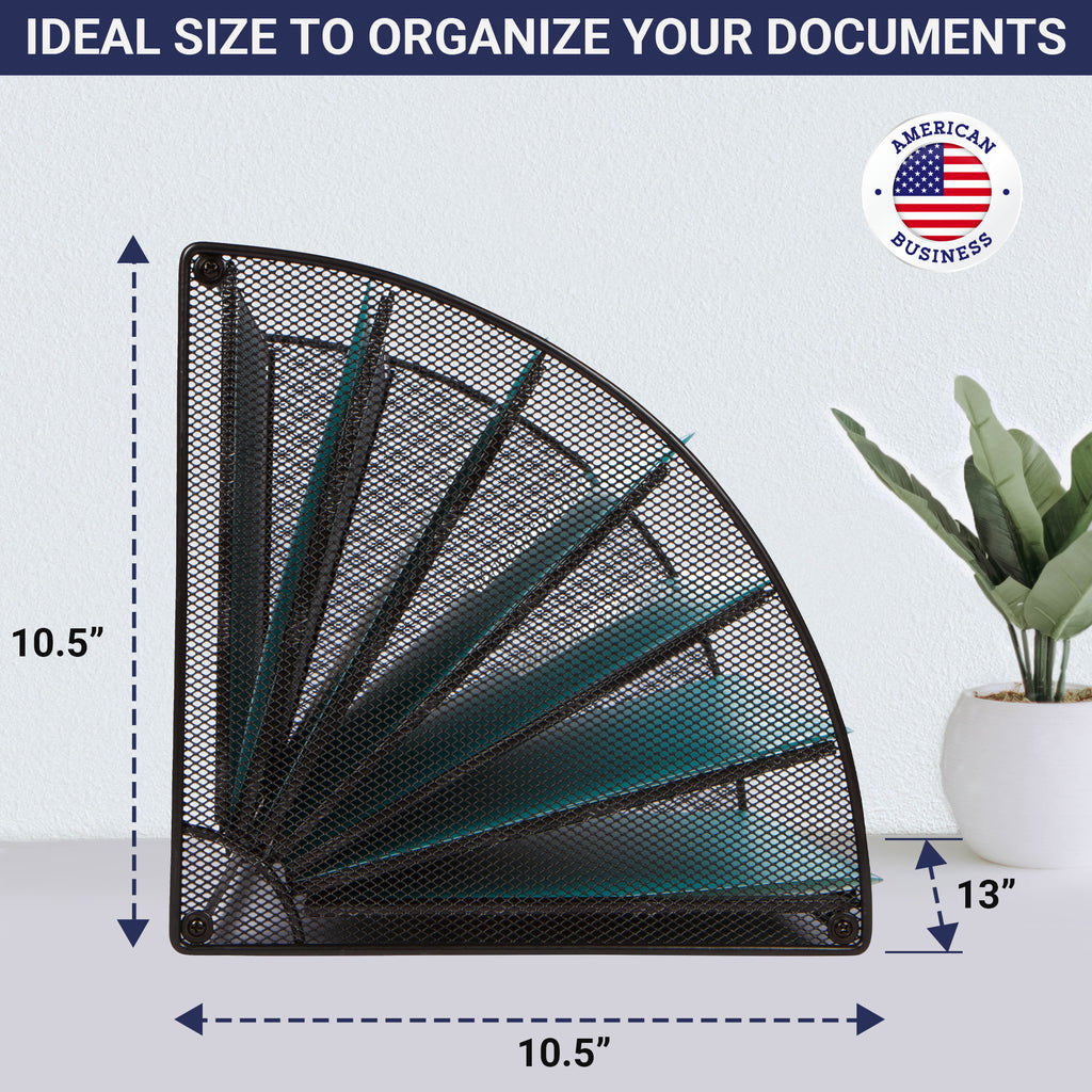 Mesh Office Organizer for Desk - Fan Shaped Desktop Organizer with 6 C ...