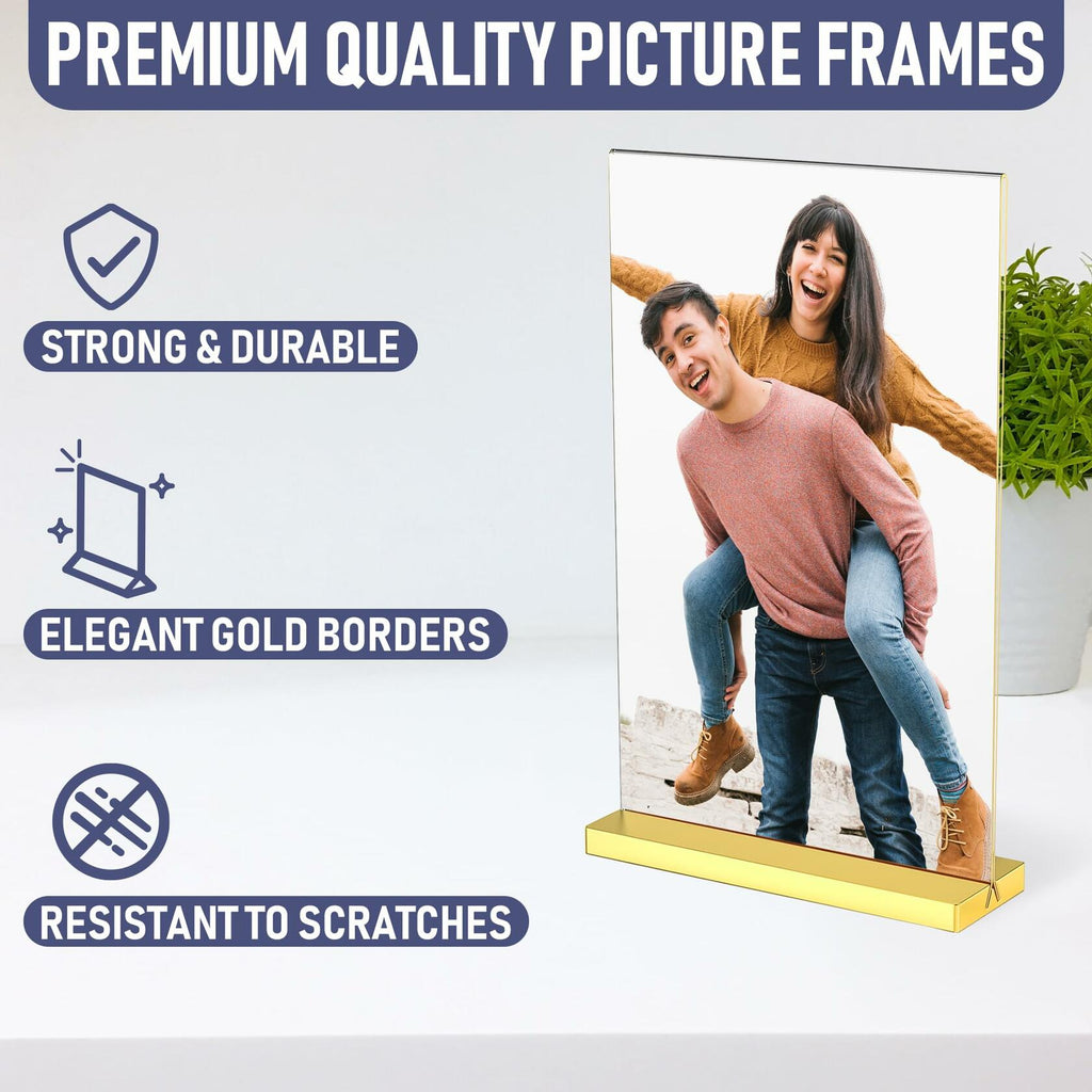 4x6 Luxurious Acrylic Gold Frames, 6 pack, Stunning Photo Displays, En ...