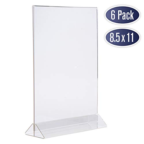 x Acrylic Sign Holder 8.5 x 11 - T Shape Menu Holder with Easy Bottom ...