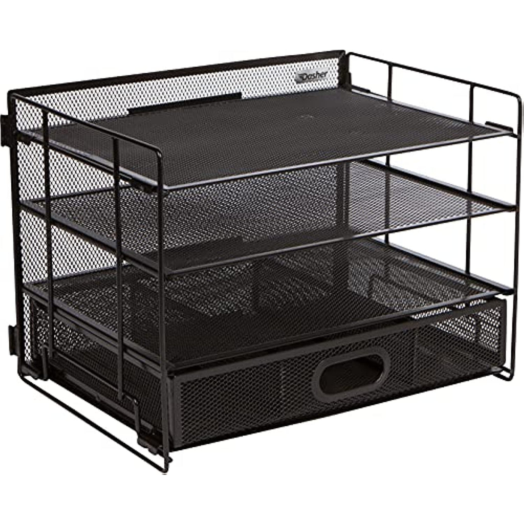 Mesh Office Organizer for Desk Desk Organizer with 4 Tiers and Slidi ...