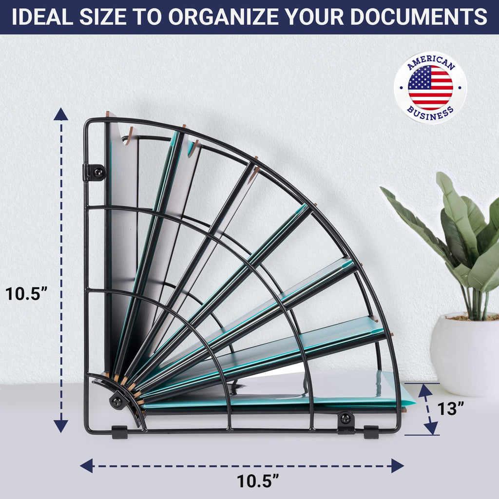 Fan Shaped Office Desk Organizers, 6 Compartments with Wood Patterned ...